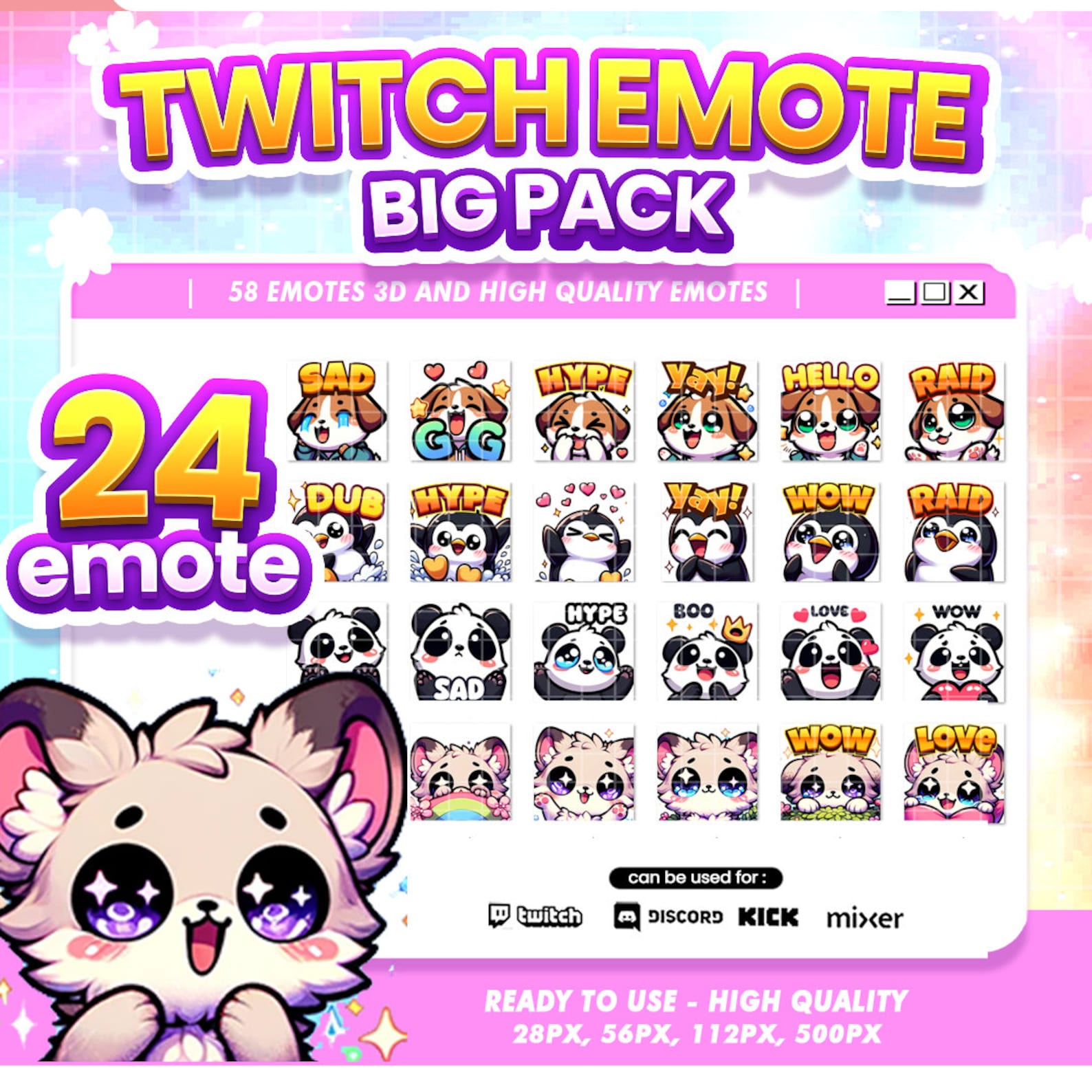 Twitch Emote Animal Pack Adorable Chibi for Enhance Your Streaming ...