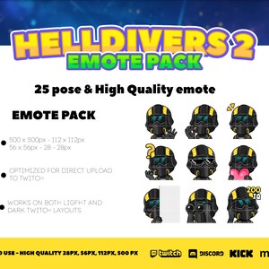Twitch Emote Pack Battle Ready Helldivers 2 B-01 Army for Streamers - Etsy