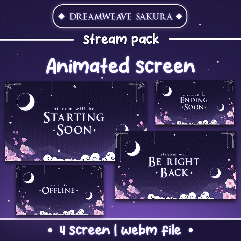 Animated Stream Overlay Pack Dream Wave Sakura Cherry Blossom Overlays ...