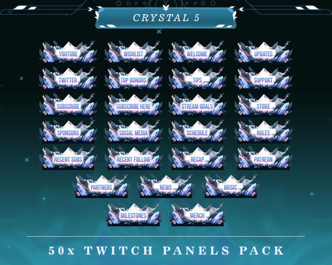 Crystal Illumination Twitch Panels: Gemstone Stream Overlays - Etsy