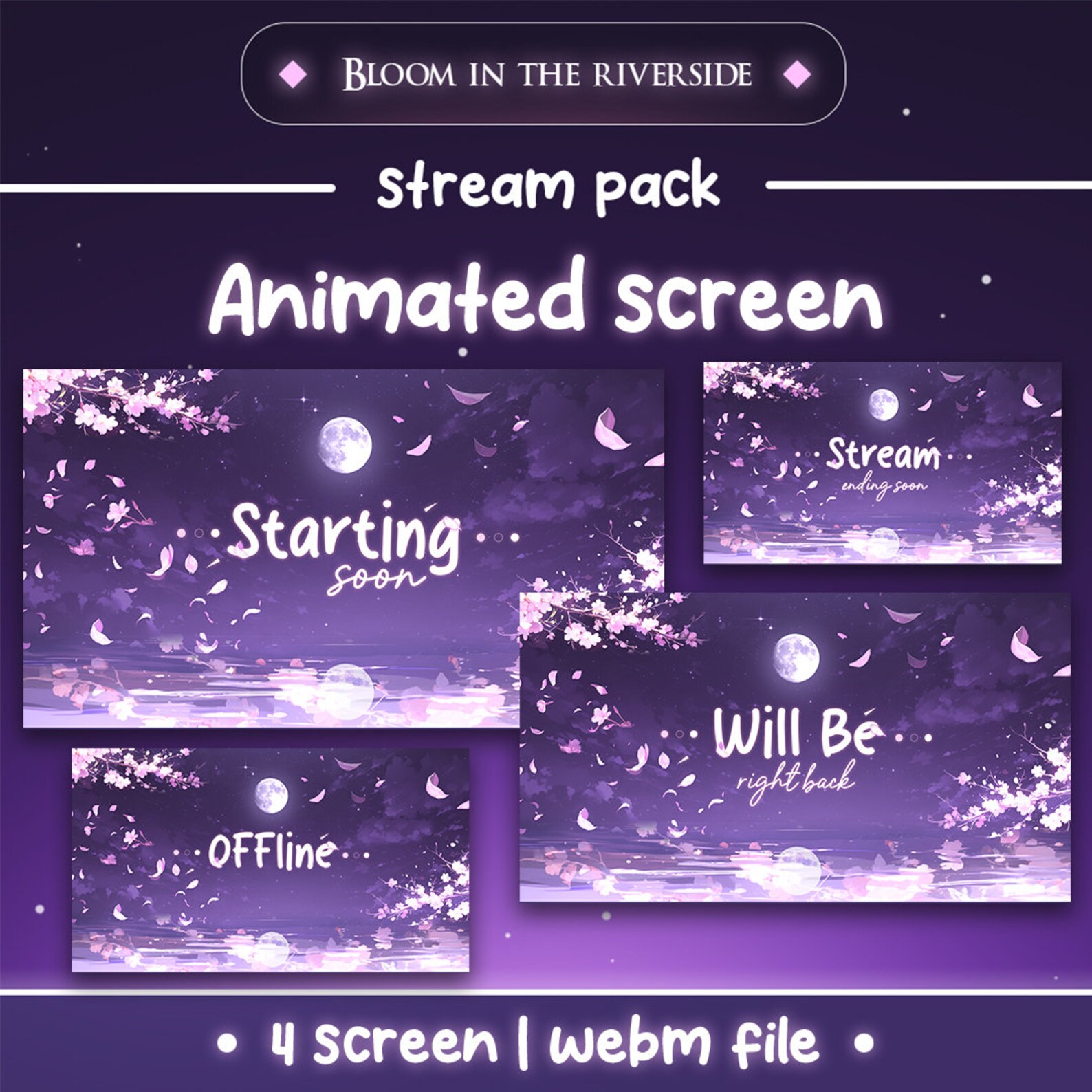 Animated Stream Overlay Pack Bloom in the River Side Ultimate for Your ...