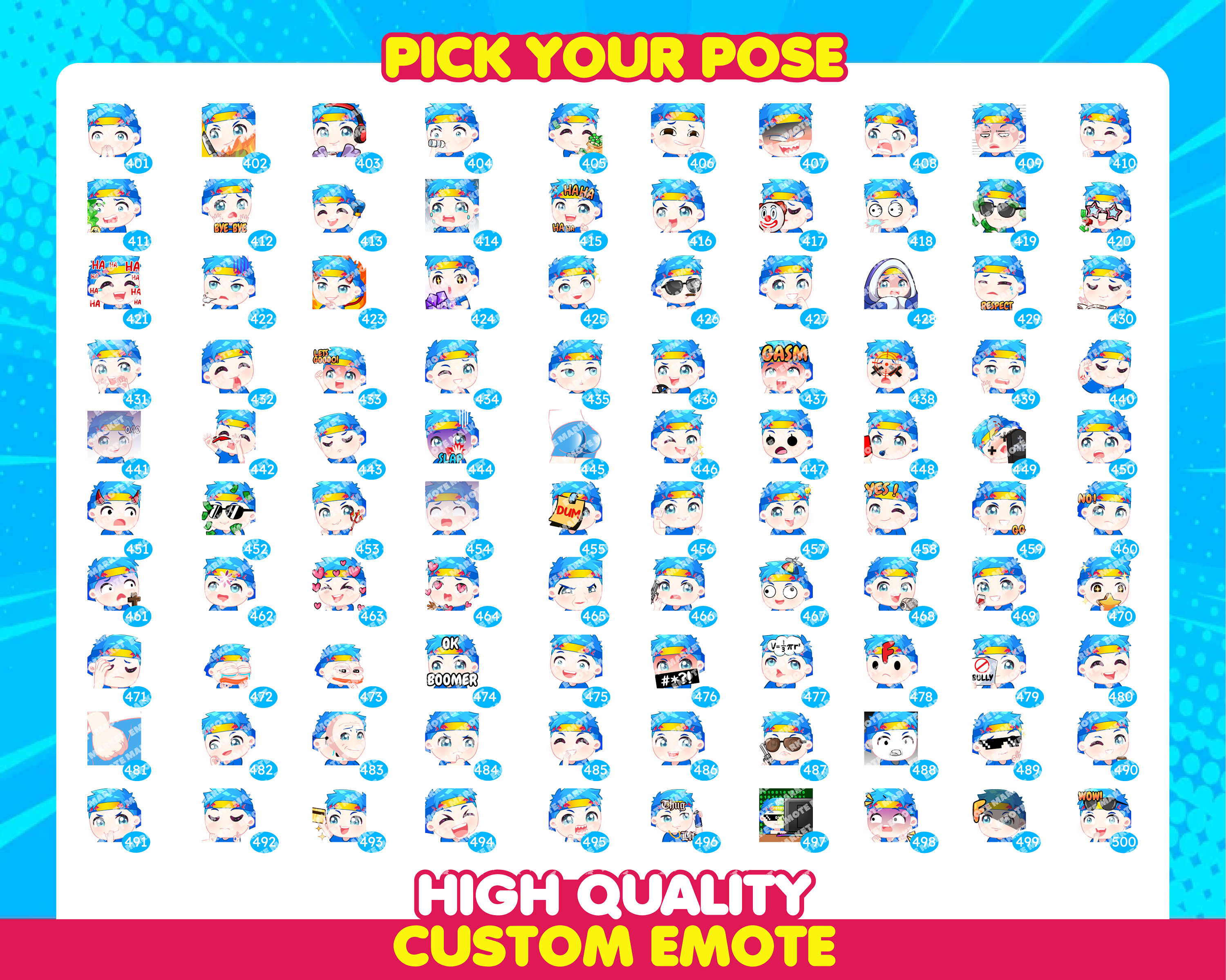 Elegant Chibi Twitch Emotes Personalized & Fun Emotes Upgrade Your ...