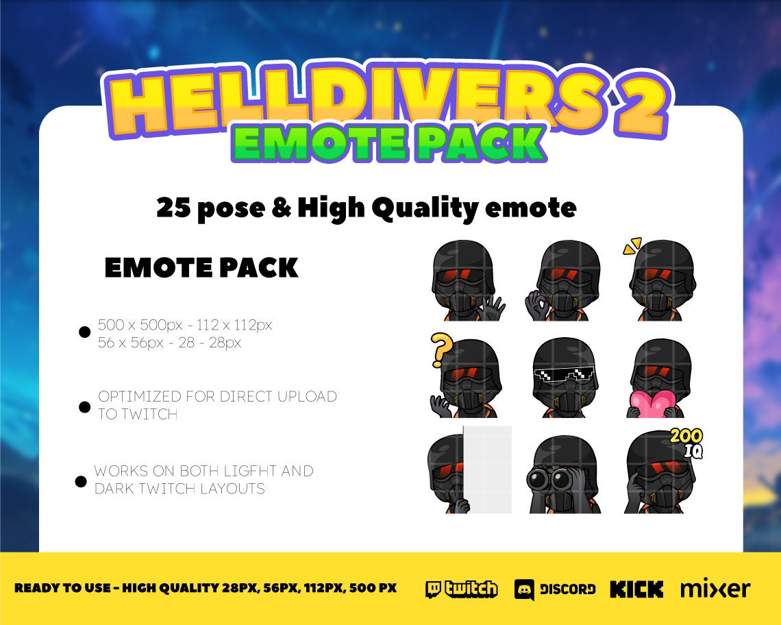 Twitch Emote Pack Helldivers 2 Light Gunner Army for Stream With ...