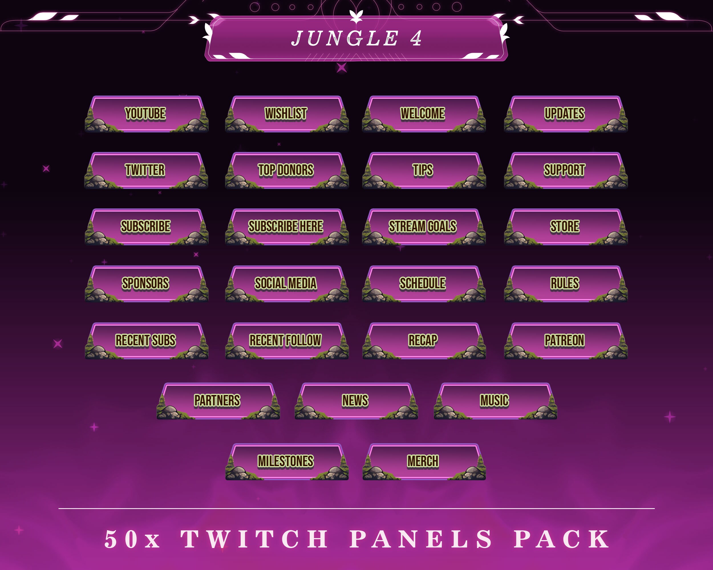 Jungle Mystique Twitch Panels: Stream Overlays, Channel Branding - Etsy