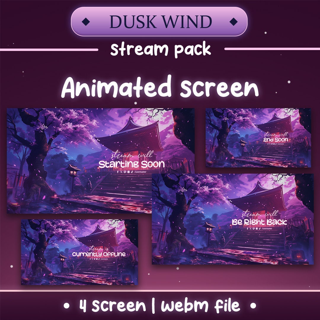 Animated Stream Overlay Pack Dusk Wind for Elevate Your Streaming Game ...