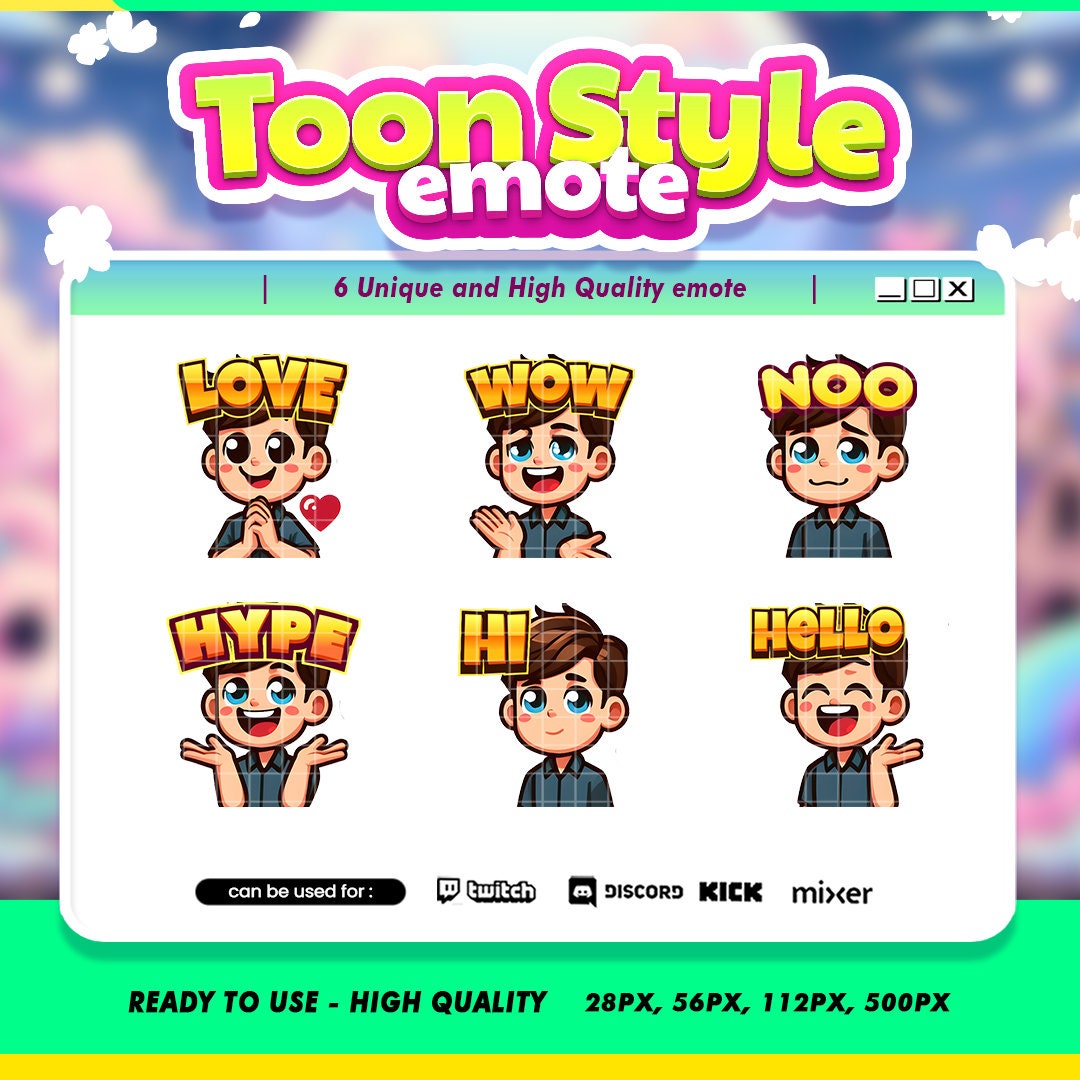 Twitch Emote Kids Boy Cartoon Collection for Fun and Energetic Audience ...