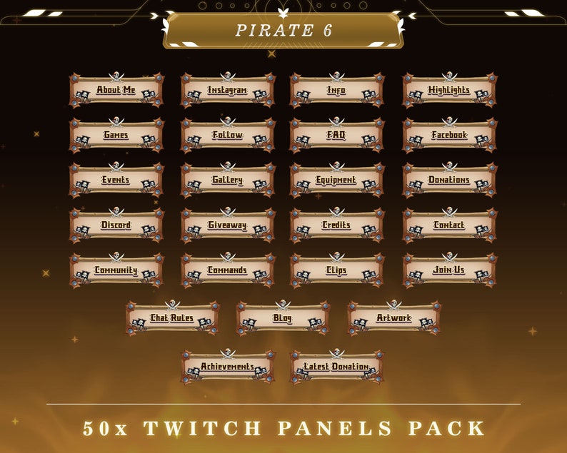 Pirate's Cove Twitch Panels Stream Overlays Island Theme Graphics ...