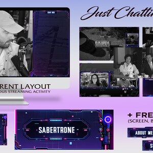 Animated Just Chatting Sabertrone Screen Overlay Pack: Futuristic ...