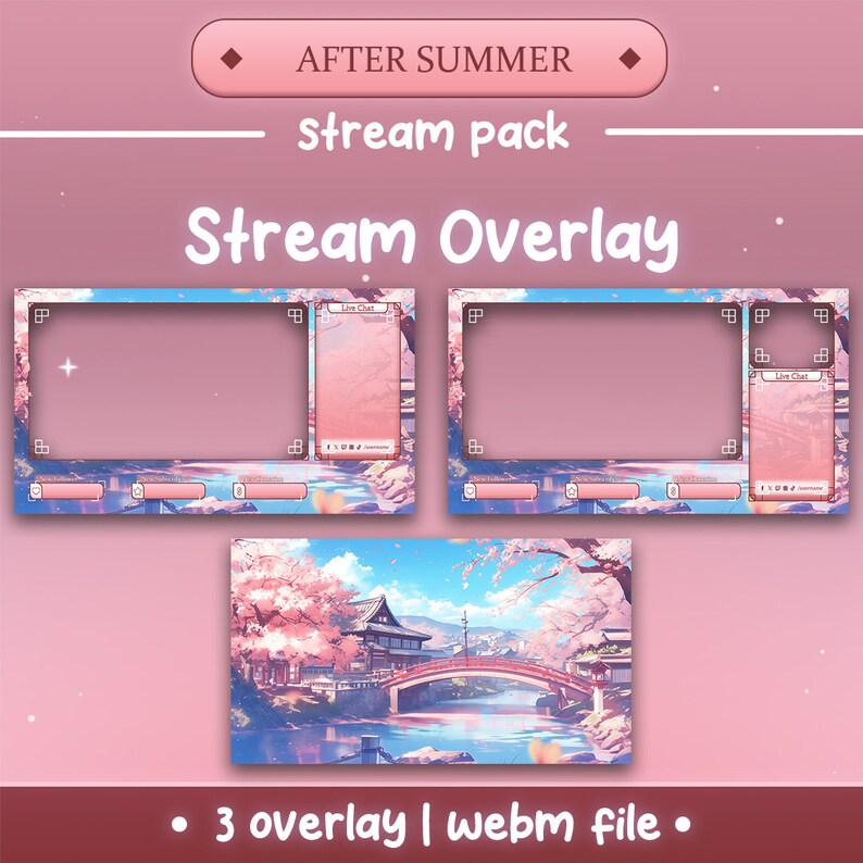 Animated Stream Overlay Pack After Summer for Refreshing Streaming Animated Overlay Pack ...
