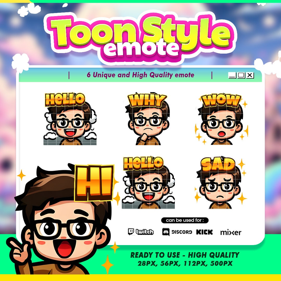Twitch Emote Student Cartoon Set for Relatable and Fun Academic-themed ...