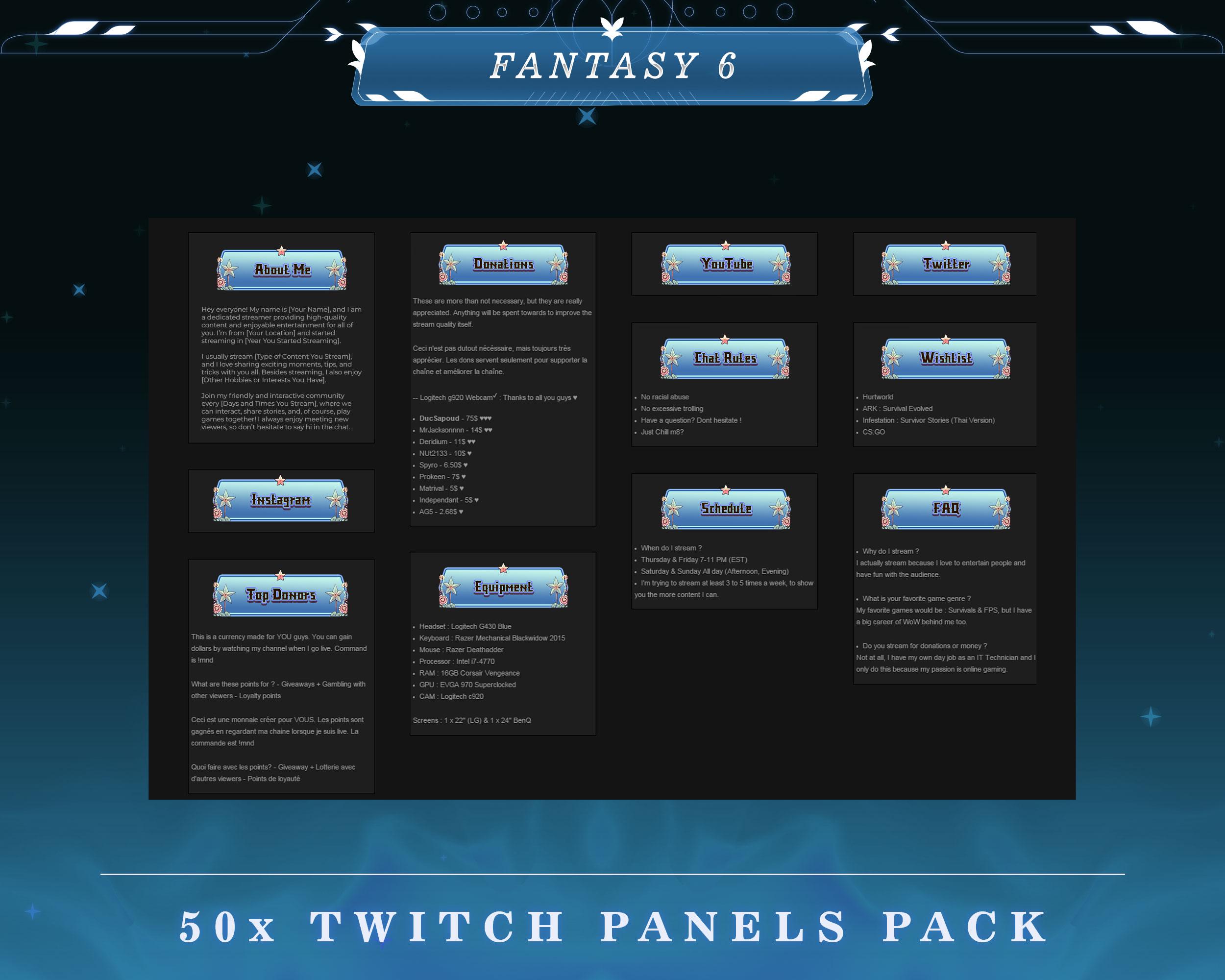 Fantasy Twitch Panels: Stream Overlay Kit (50+ PNG) - Etsy