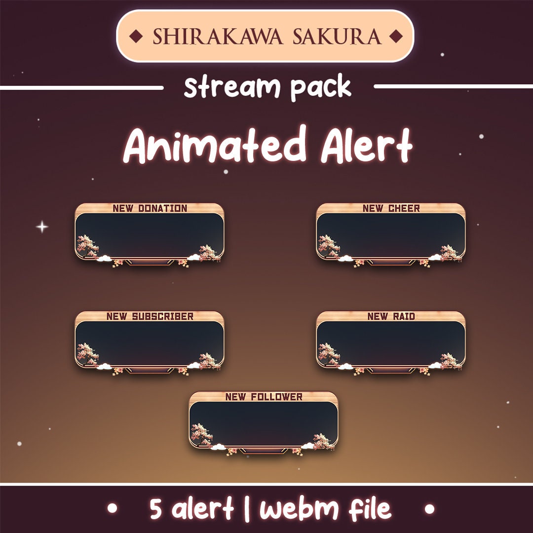 Animated Stream Overlay Pack Shirakawa Sakura Serene Cherry Blossom ...