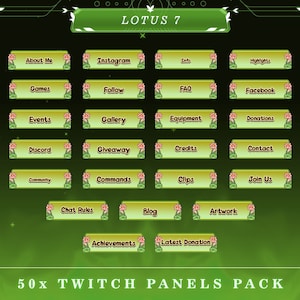 Lotus Bloom Twitch Panels | Stream Overlays | Vibrant Theme Graphics ...