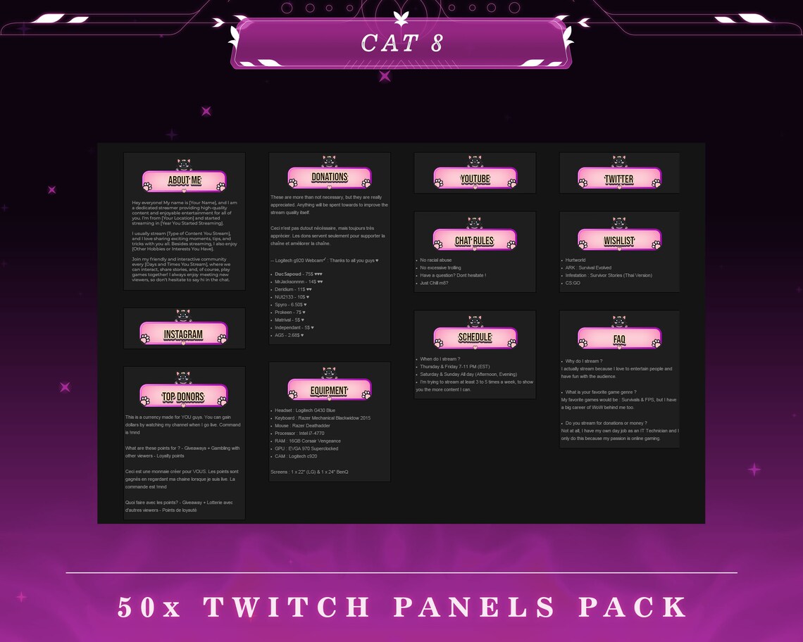 Catnip Dreams Twitch Panels: Playful Cat Stream Overlays - Etsy