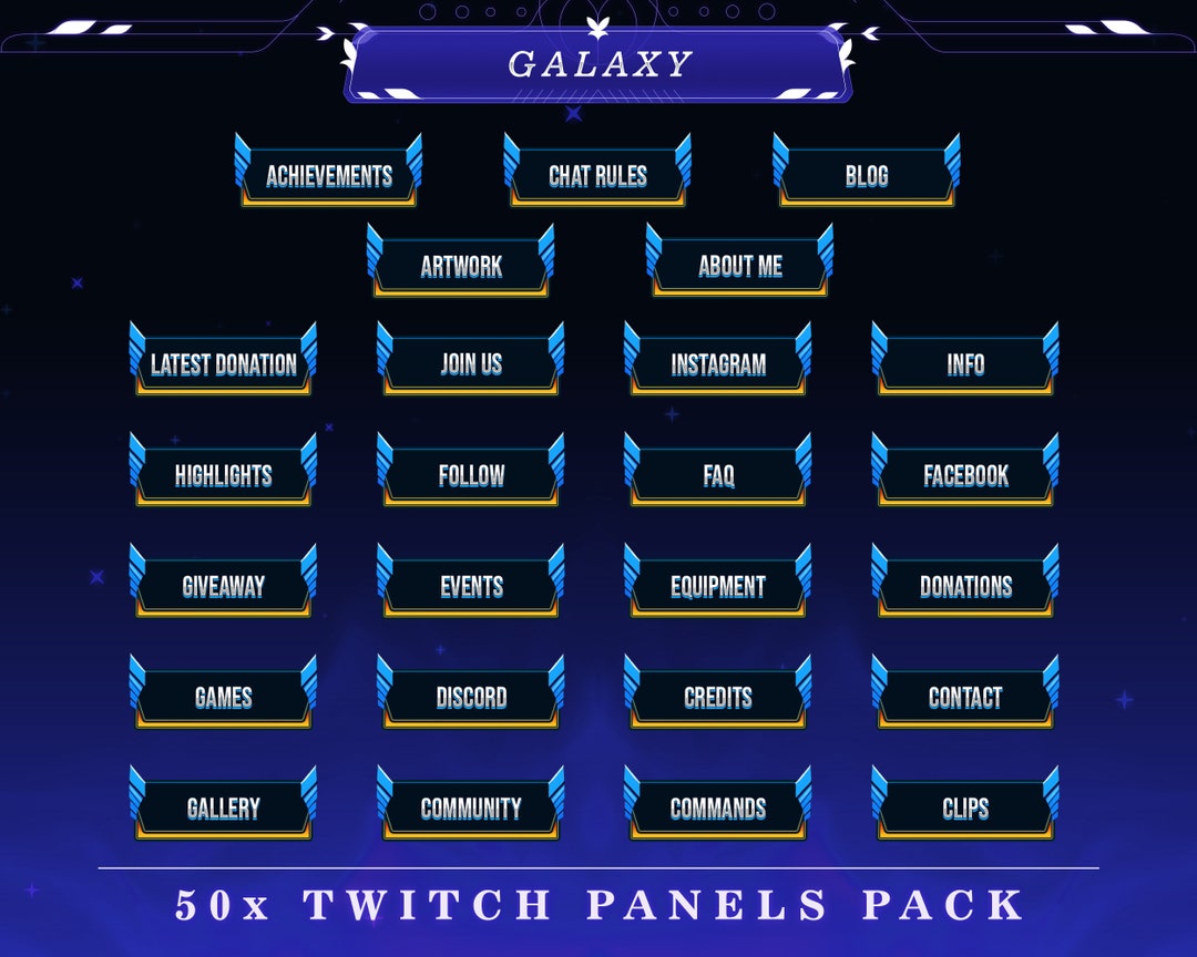 Galaxy Twitch Panels: 50+ Stream Overlays (PNG) - Etsy