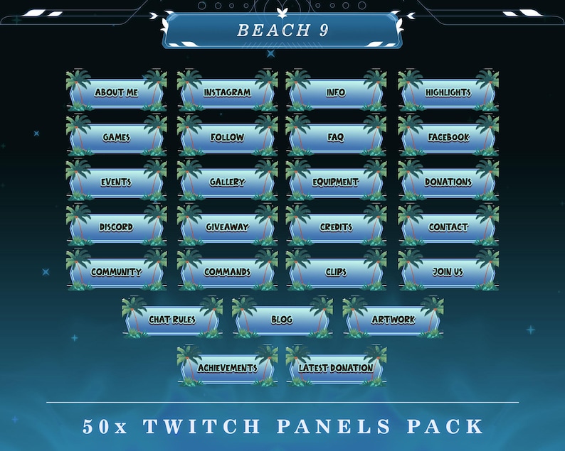 Beach Theme Twitch Panels: Stream Overlay Kit (50+ PNG) - Etsy