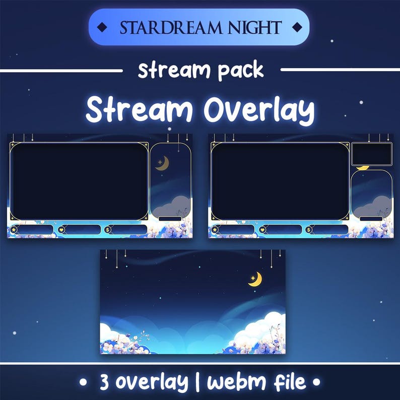 Animated Stream Overlay Pack Stardream Night Celestial-themed Graphics ...
