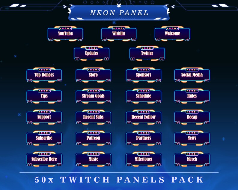 Neon Flux Twitch Panels: Dynamic Stream Overlays (PNG) - Etsy