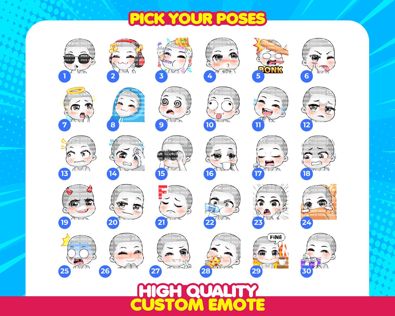 Elegant Chibi Twitch Emotes Personalized & Fun Emotes Upgrade Your ...