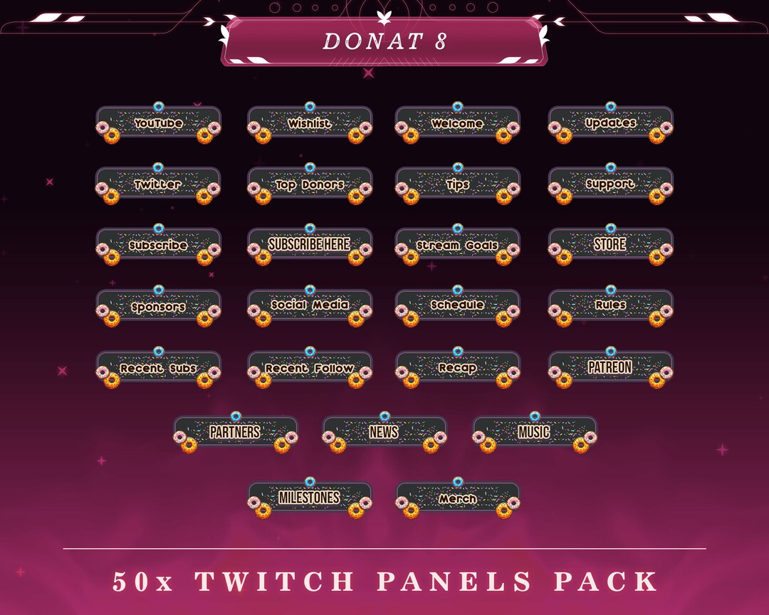 Donut Fiesta Twitch Panels | Stream Overlays | Festive Donut Graphics | Overlay Panels | Pro ...