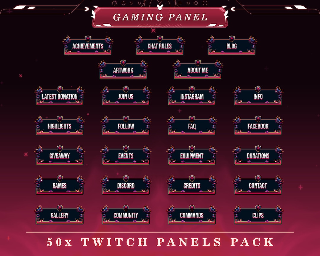 Gaming Twitch Panels | Stream Overlays | Gamer Theme Graphics | Overlay ...