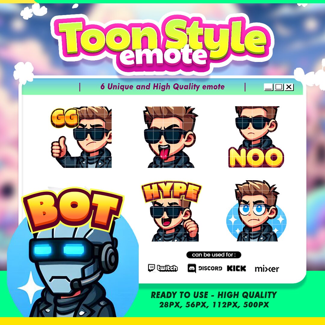 Twitch Emote Cool Man Cartoon Pack for Streamer Chat Delight - Etsy