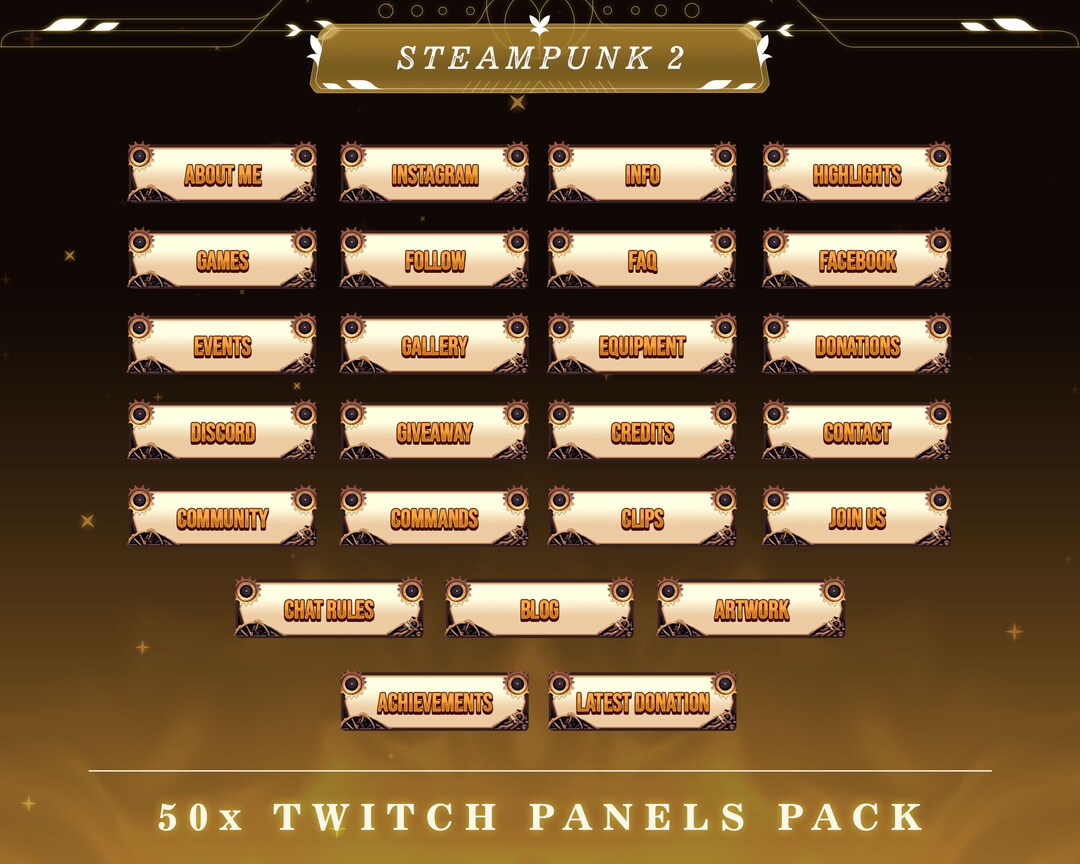 Steampunk Twitch Panels: Industrial Stream Overlays (50+ PNG) - Etsy