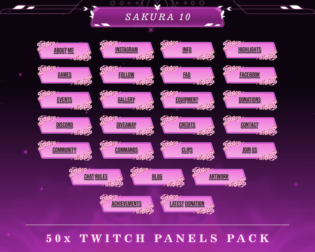 Petal Path Twitch Panels | Stream Overlays | Sakura Theme Graphics ...