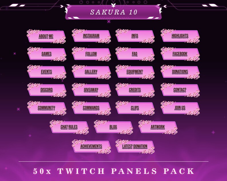 Sakura Twitch Panels: 50+ Stream Overlay Graphics (PNG) - Etsy