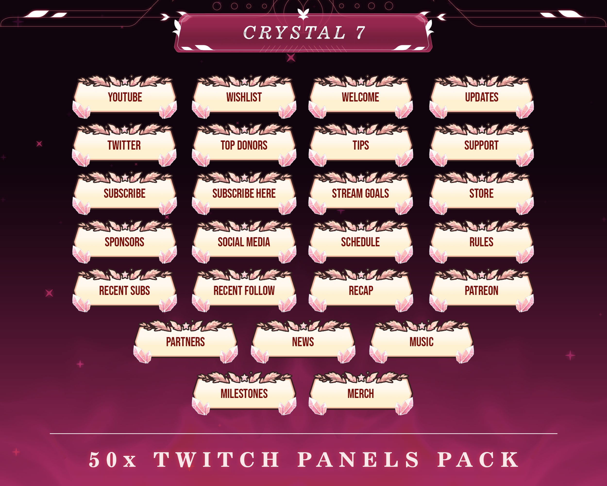 Crystal Majesty Twitch Panels: Gemstone Stream Overlays (PNG) - Etsy