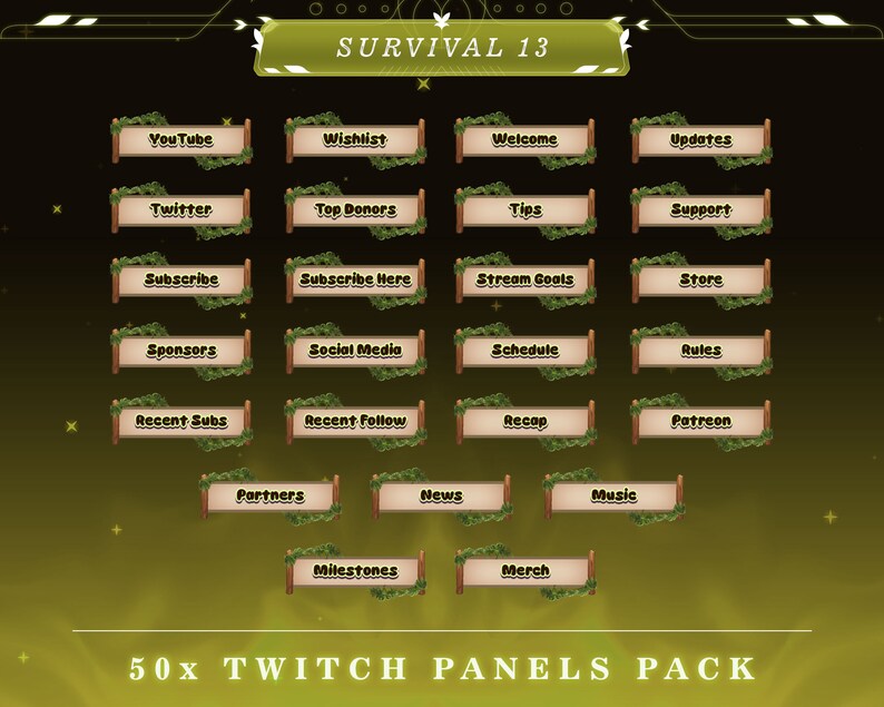 Survival Frontier Twitch Panels: Stream Overlay Kit (PNG) - Etsy