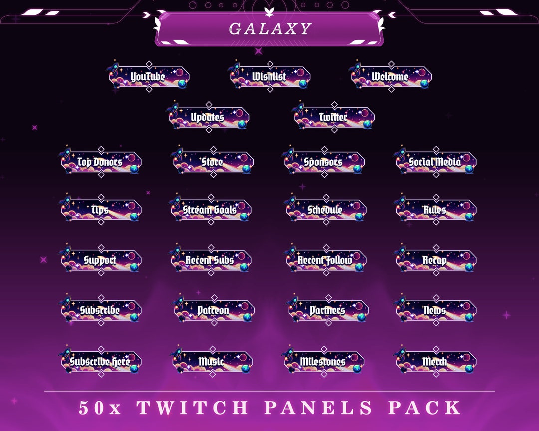 Galaxy Twitch Panels | Stream Overlays | Cosmic Theme Graphics ...