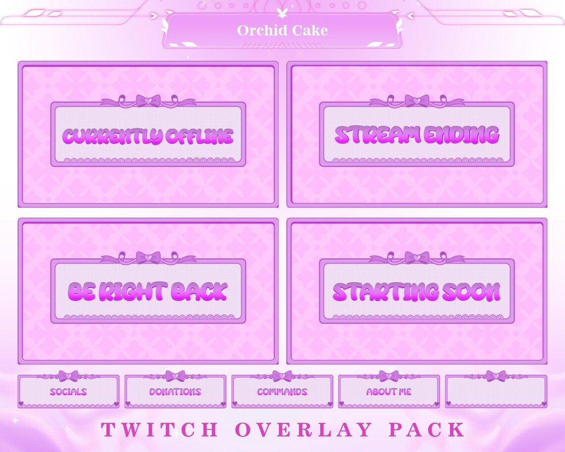Orchid Cake Twitch Overlay Pack: Animated Stream Graphics - Etsy