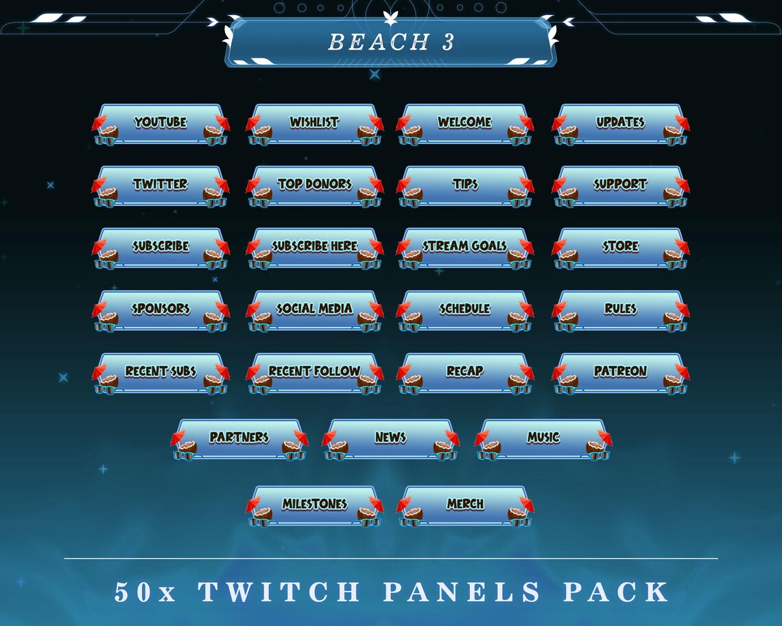 Tropical Paradise Twitch Panels | Stream Overlays | Island Theme ...