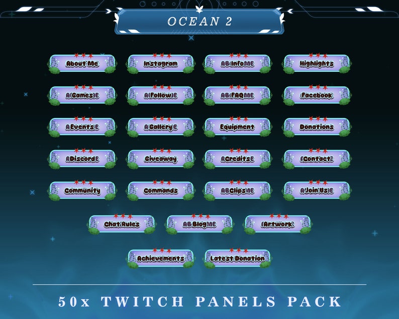 Coral Reef Twitch Panels | Stream Overlays | Tropical Theme Graphics ...