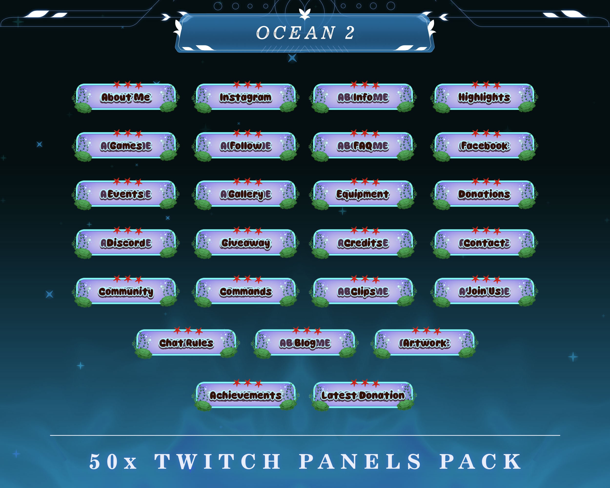 Coral Reef Twitch Panels Stream Overlays Tropical Theme Graphics ...