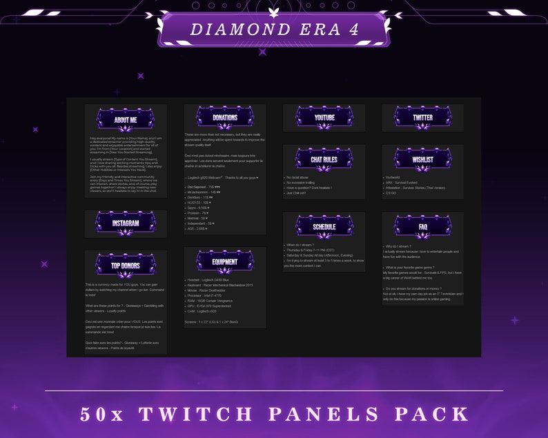 Diamond Elegance Twitch Panels Stream Overlays Luxurious Graphics ...