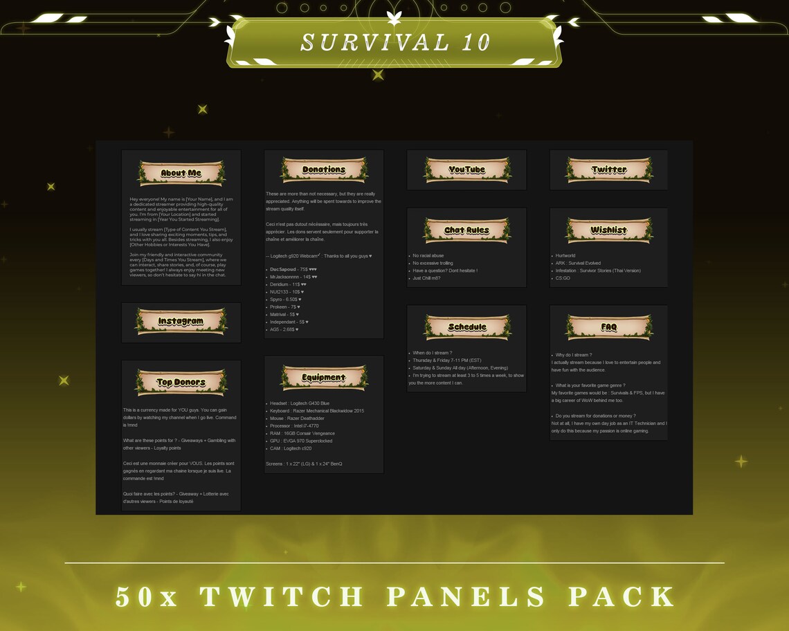 Survival Theme Twitch Panels: Stream Overlay Graphics (50+ PNG) - Etsy