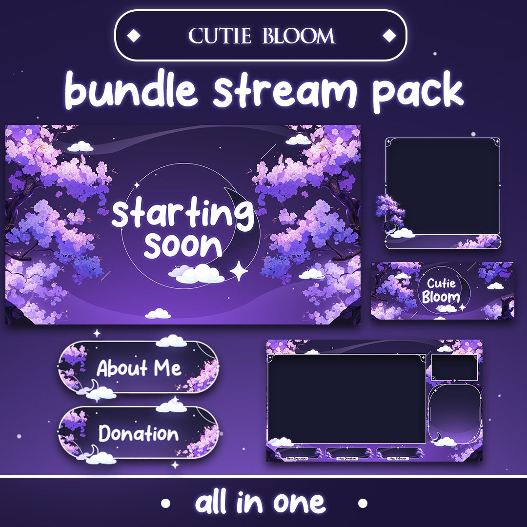 Animated Overlay Pack All-in-one Cutie Bloom for Twitch, Youtube, and ...