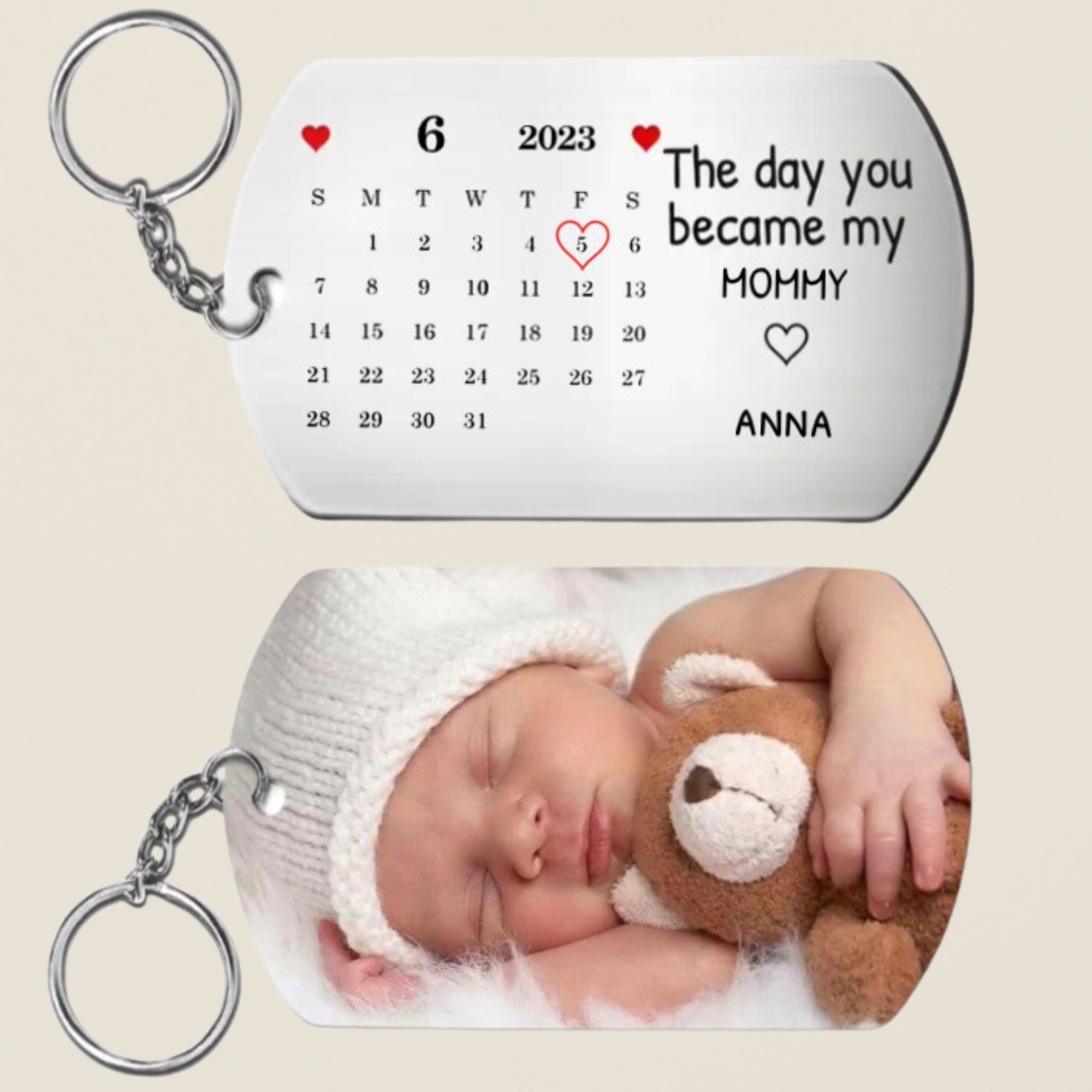 Personalized Photo Keychain, Custom Photo the Day You Became My Mommy ...