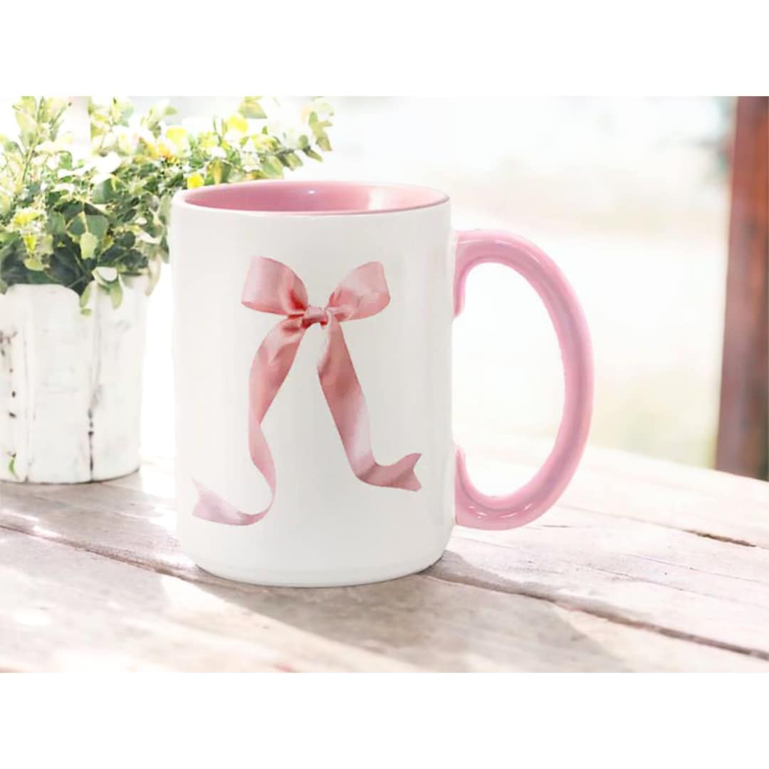 Pink Bow Mug, Coquette Mug, Bow Mug, Coquette Mug, Coquette Aesthetic ...