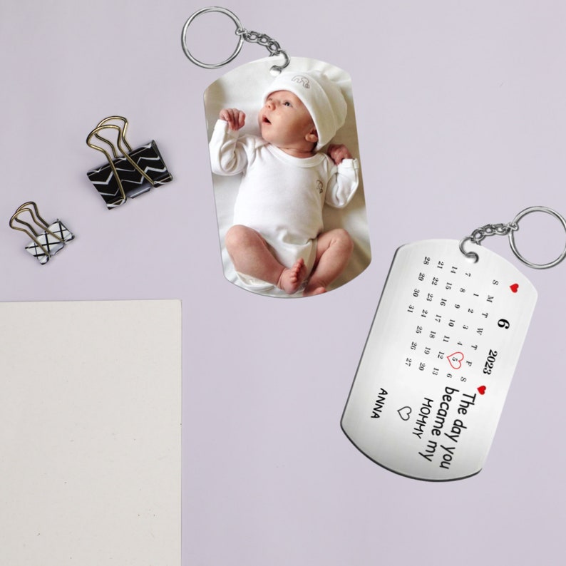 Personalized Photo Keychain, Custom Photo the Day You Became My Mommy ...