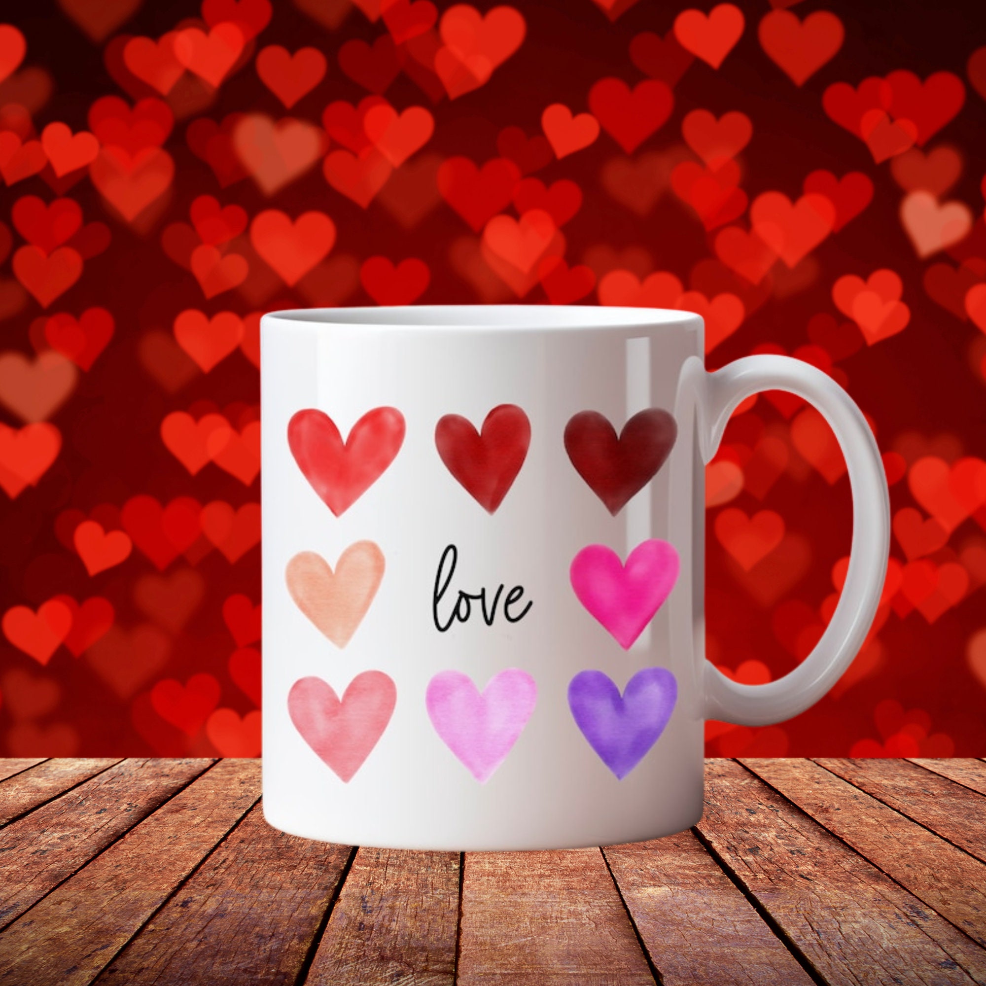 Hearts Mug for Valentines Day, Cute Love Mug, Couple Mug, Heart Coffee ...