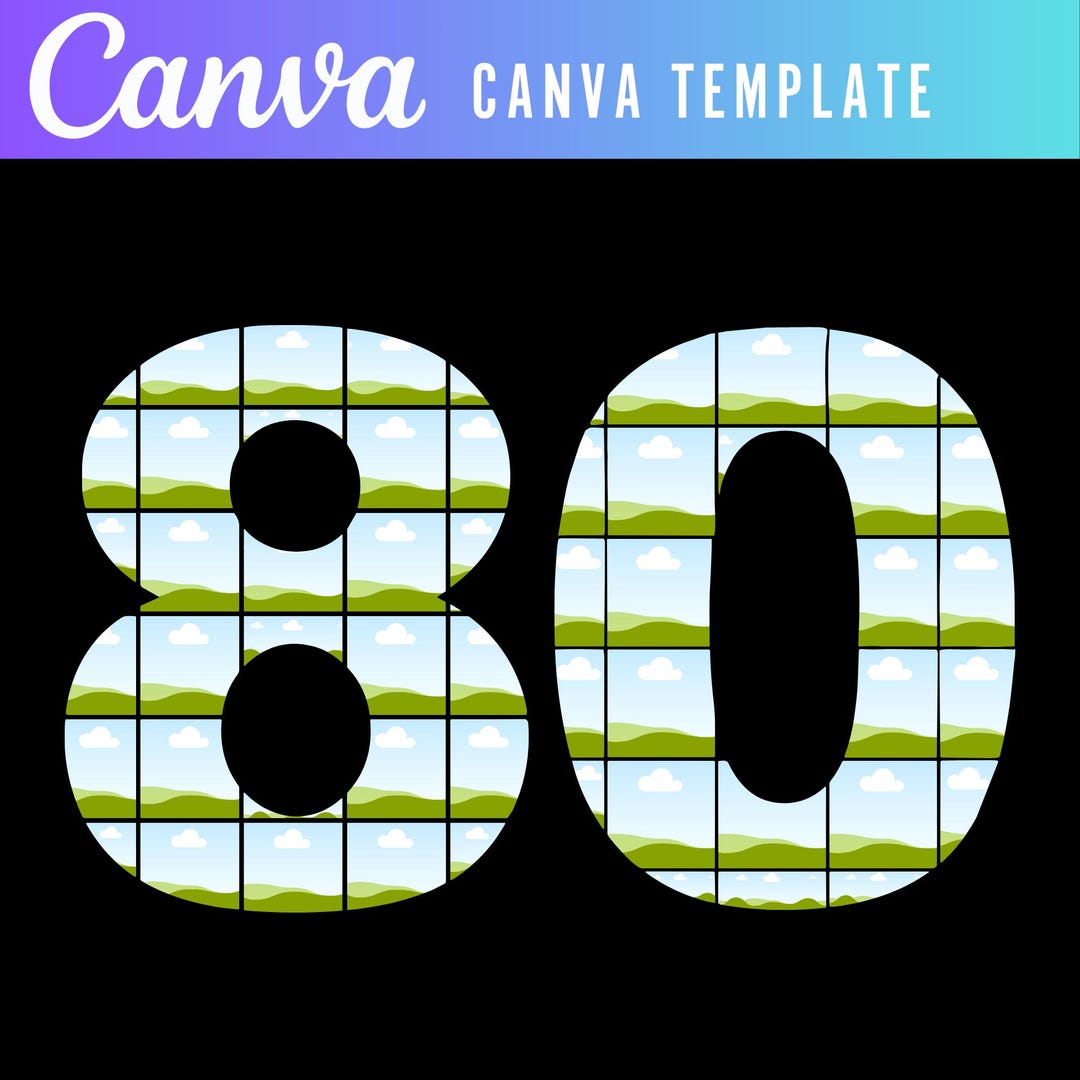 Number 80 Canva Templates , Editable Canva Template for a Numbered ...