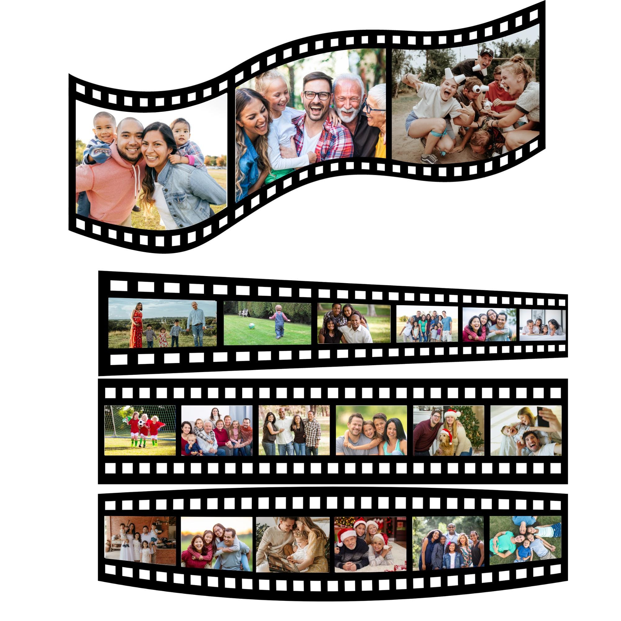 Editable Film Strip Photo Frames Canva Template, Retro Movie Reel ...