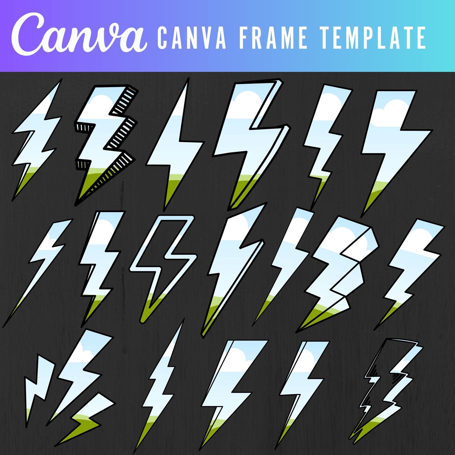 Design Your Own Lightning Bolt Canva Frames, Custom Your Doodle ...