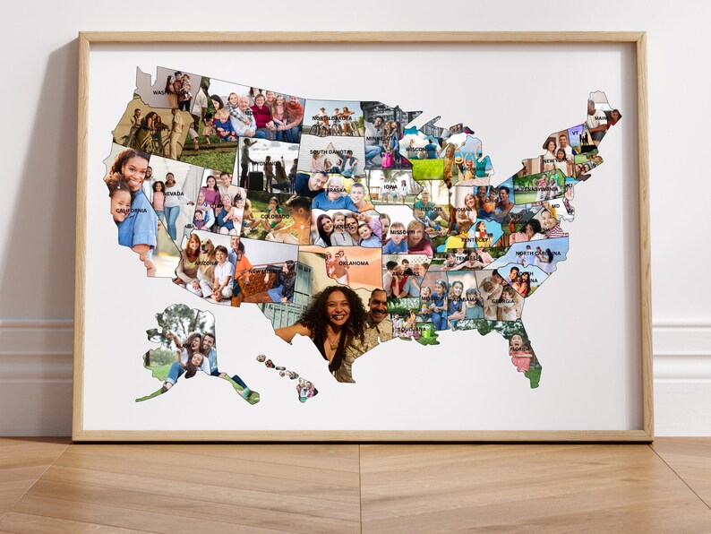 USA Map Canva Frame Bundle – Fill Your Own 50 States | United States ...