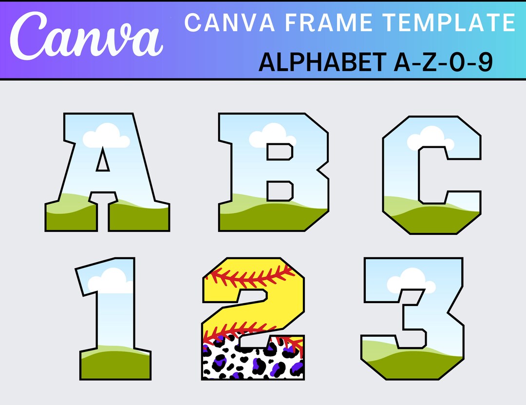 Canva Frame Template Varsity College Sports Blank Letters Alphabet Font ...