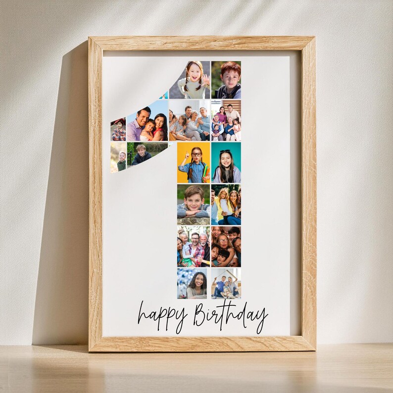 1st Birthday Photo Collage Template, Number 1 Collage, First Birthday ...