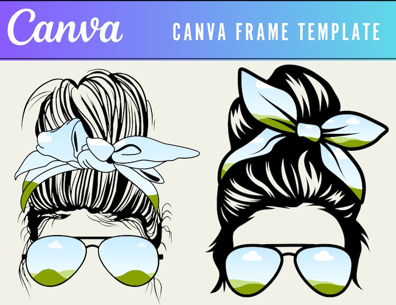 Messy Bun Canva Frames, Custom Messy Bun,football Mom Canva Drag Mom ...